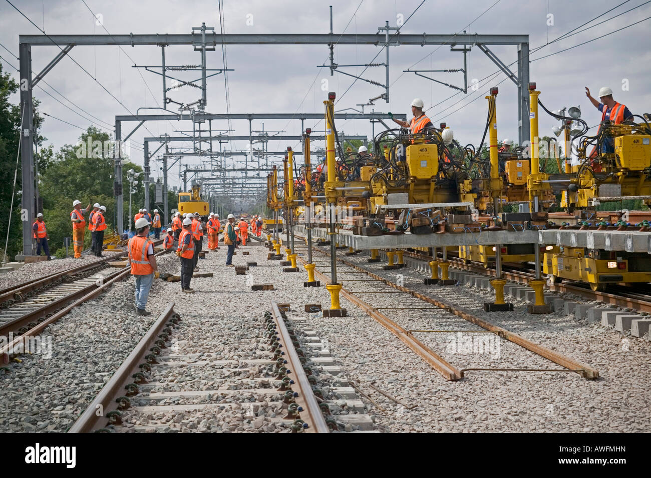 Rail contractors using modular replacement system to replace worn-out ...