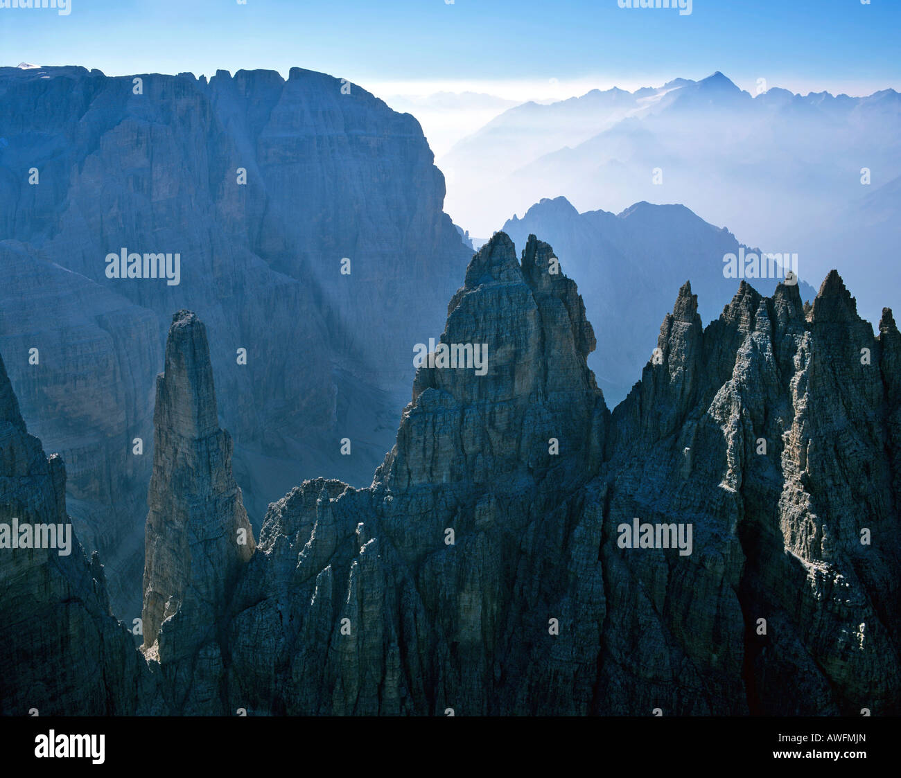 Guglia di Brenta, Campanile Basso and Mt. Cima Tosa (Brenta Group) on ...