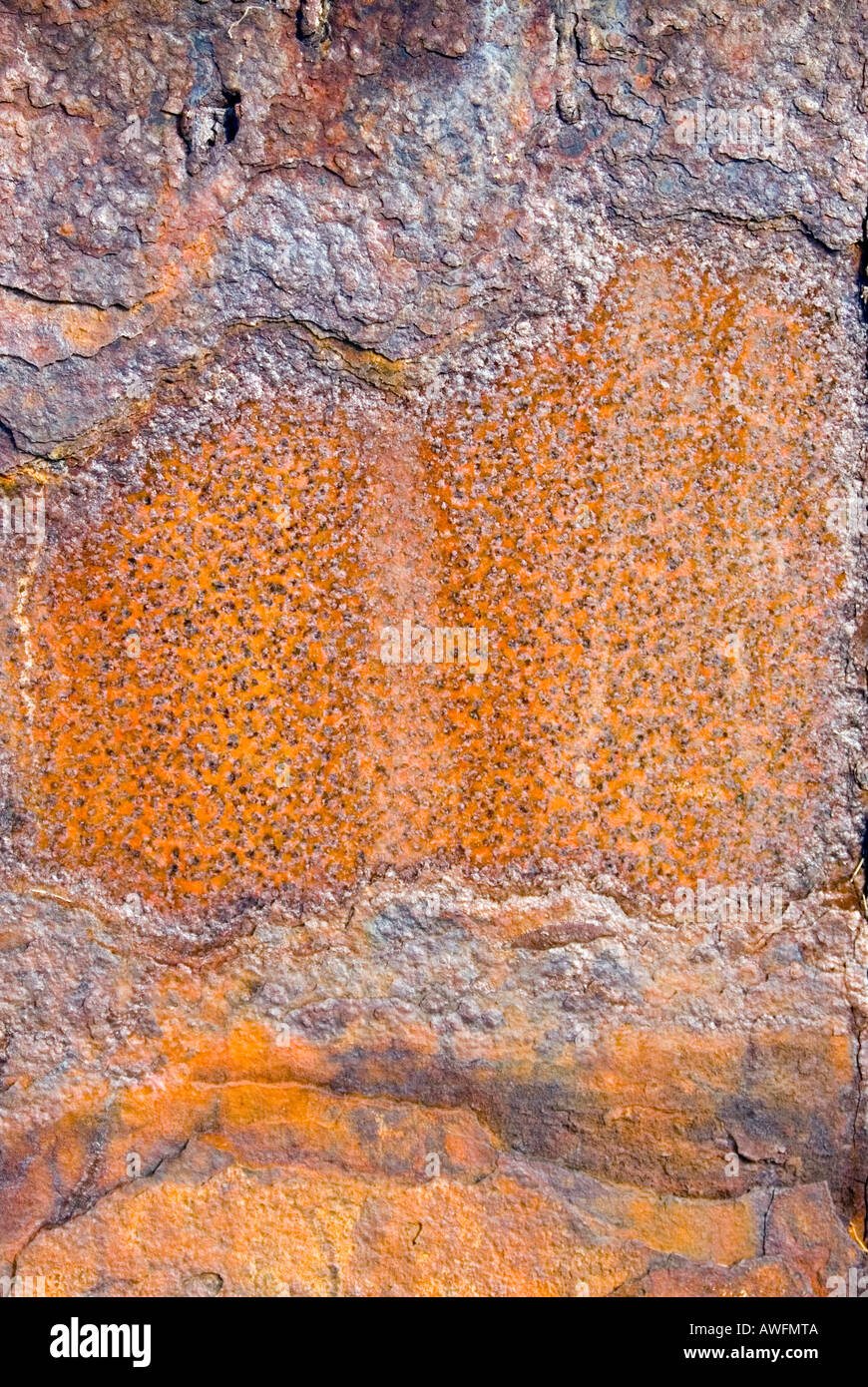 Close up of rusting steel showing patterns and varying degree s of ...