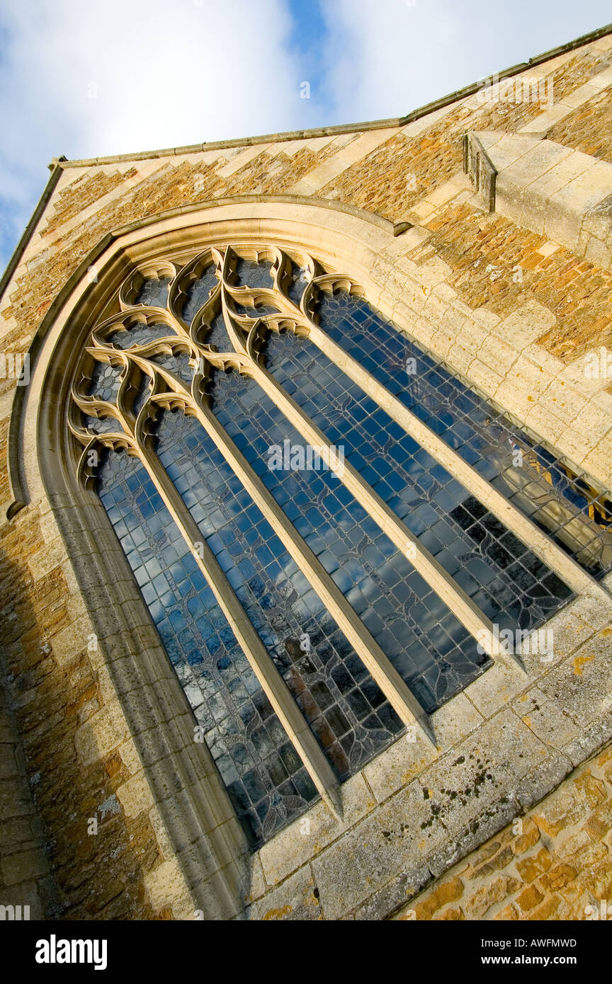 Angled view looking up at a church window Stock Photo - Alamy