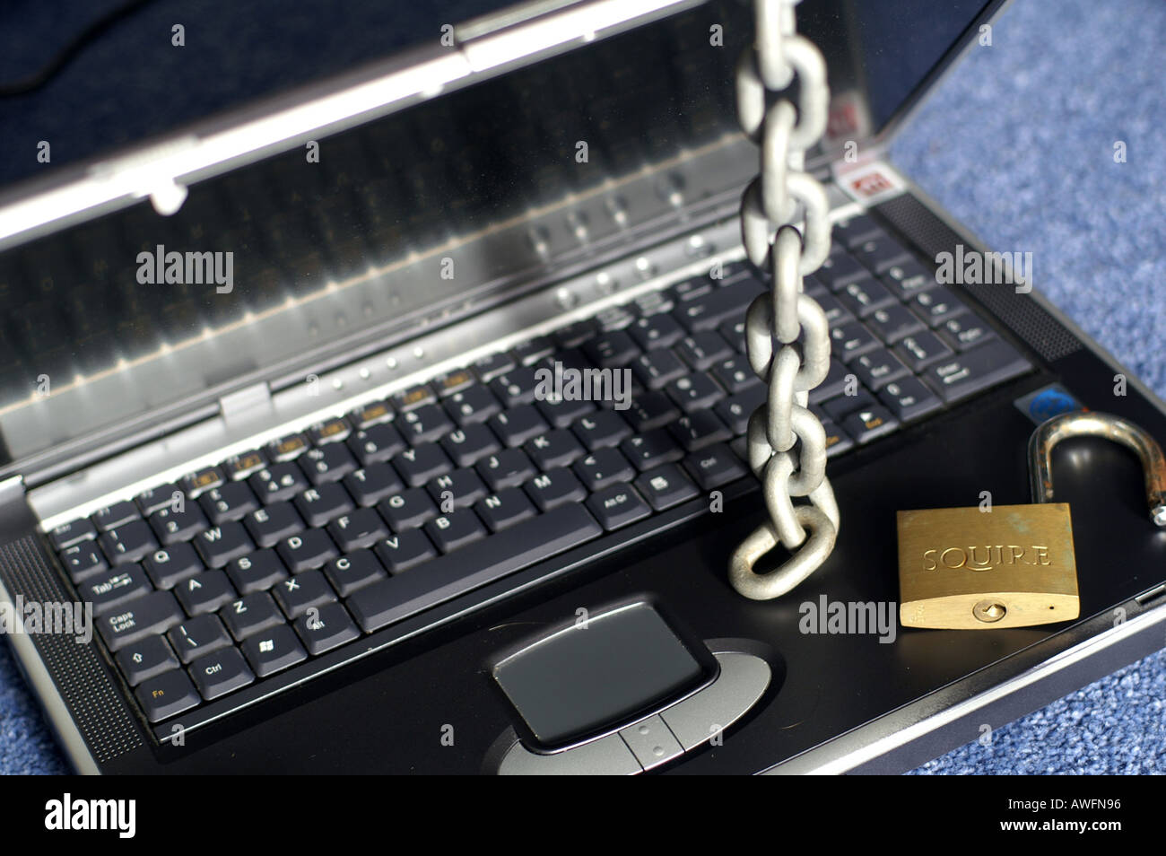 Unlocked open laptop insecure data loss break-in broken-in tamper theft ...