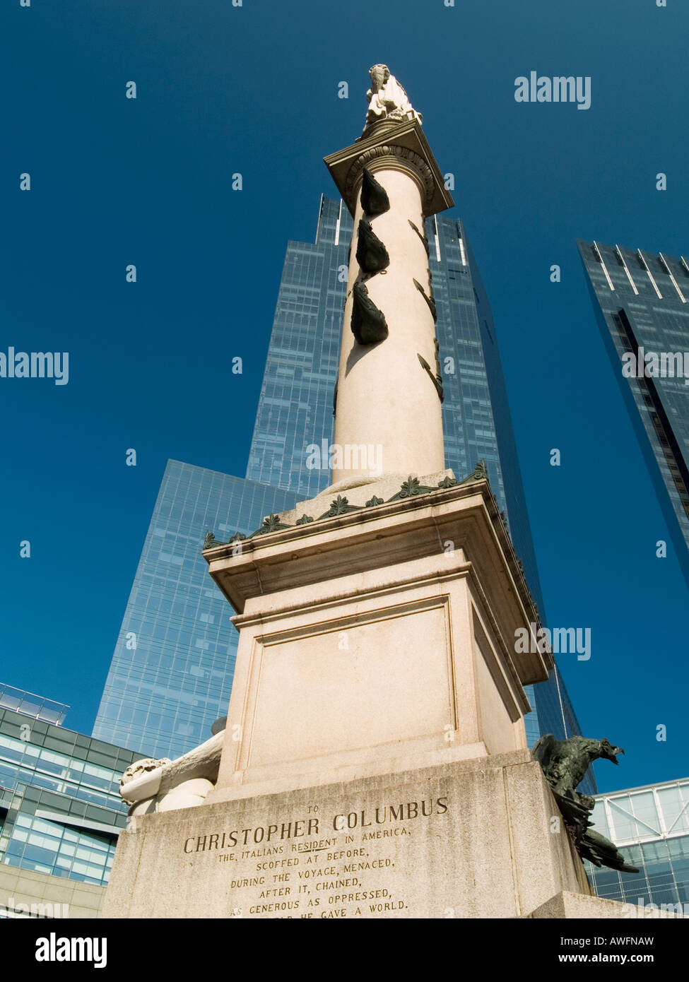 A statue of Christopher Columbus, on Columbus Circle in New York City ...