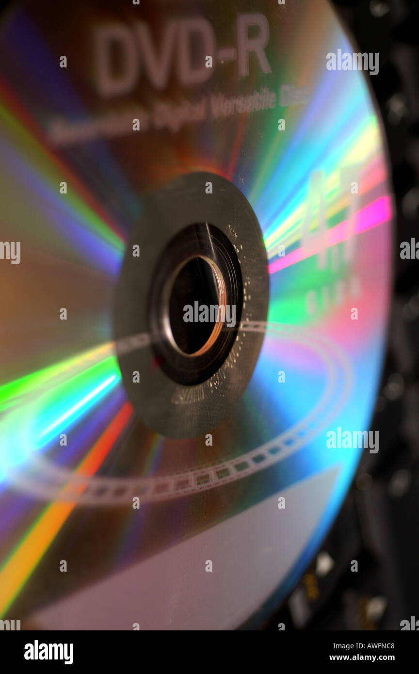 DVD showing light diffraction spectrum colours Stock Photo - Alamy