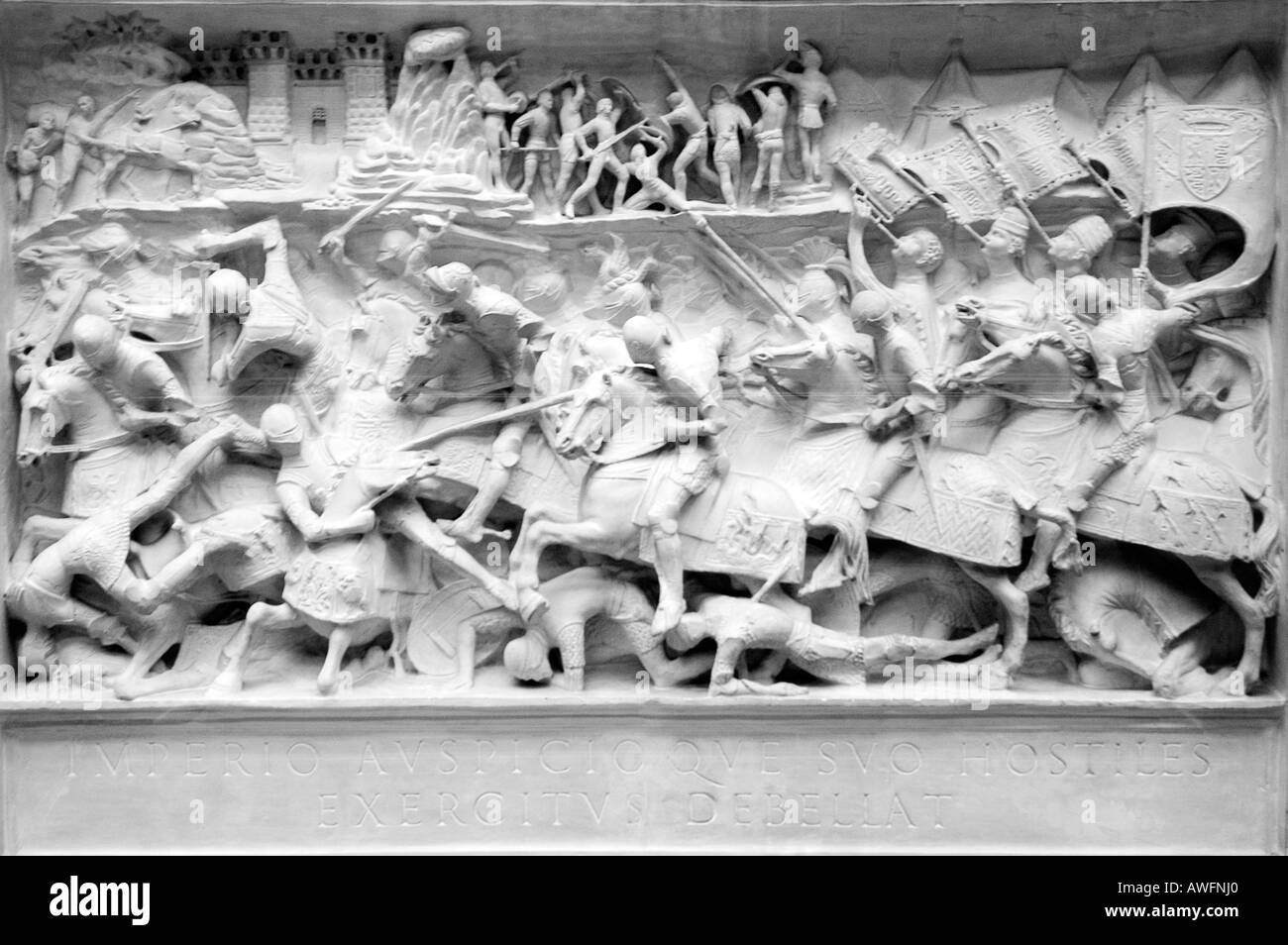 Frieze showing horsemen and chariots Stock Photo - Alamy