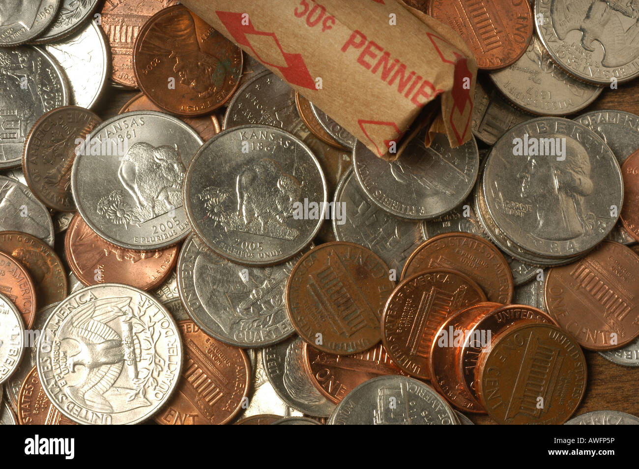 Coins new state quarters American money Stock Photo - Alamy