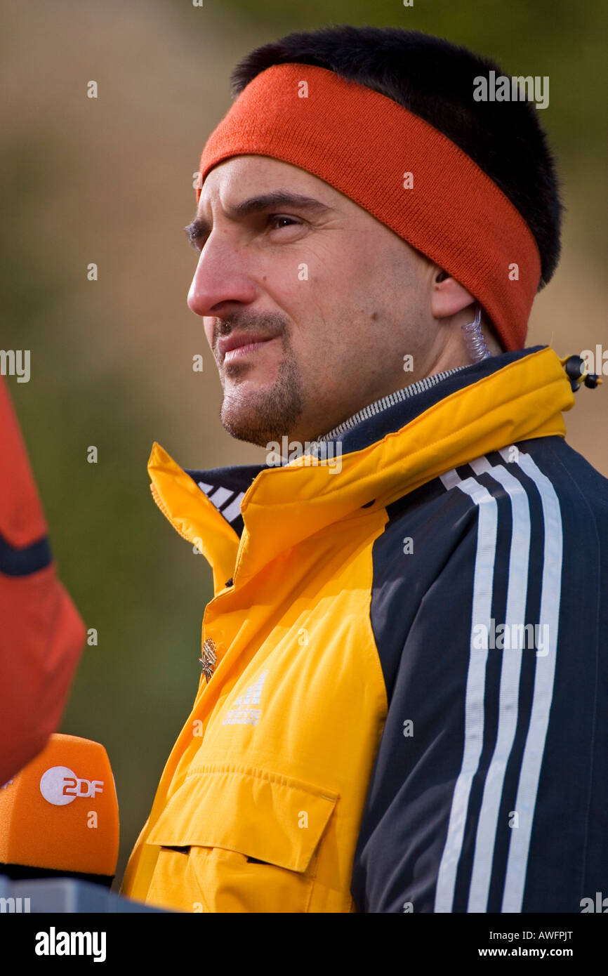 Georg Hackl acting as a TV sports commentator, FIL European Luge ...