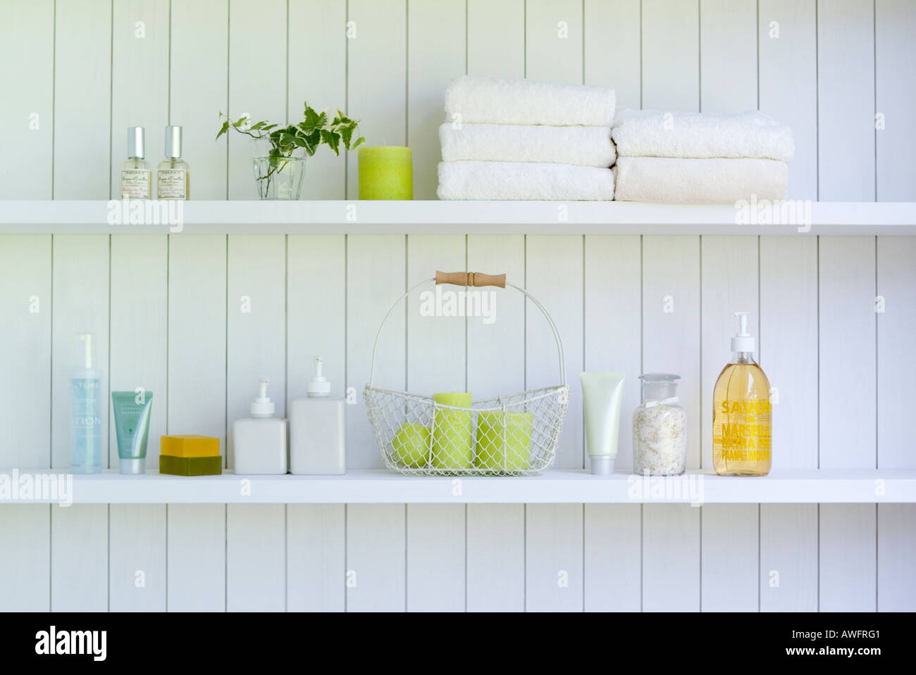 Body care goods on shelf Stock Photo - Alamy