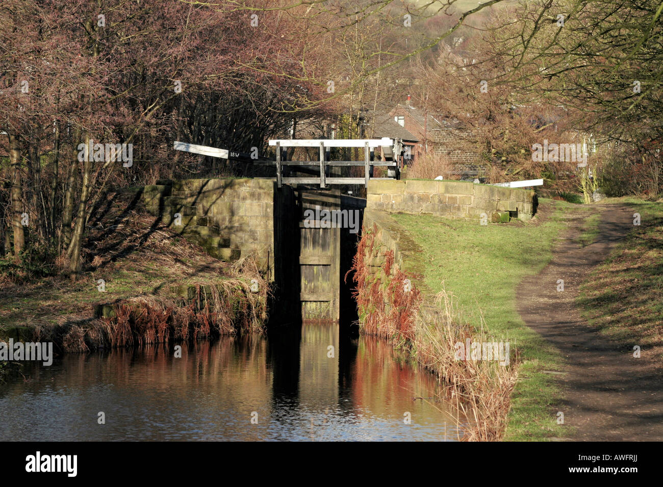 Canal gates on a autumnal day Stock Photo - Alamy