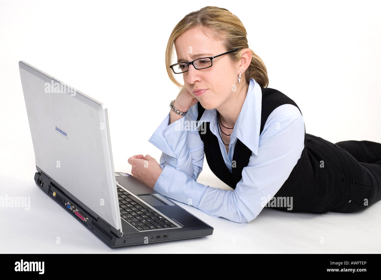Business woman with laptop Stock Photo - Alamy
