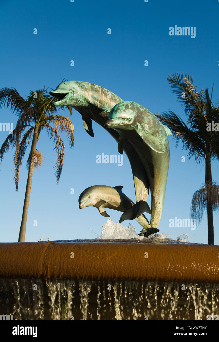 CALIFORNIA Santa Barbara Bud Bottoms Dolphin statue at entrance to ...