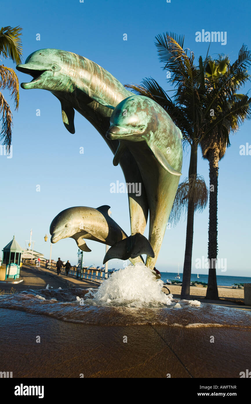 CALIFORNIA Santa Barbara Bud Bottoms Dolphin statue at entrance to ...