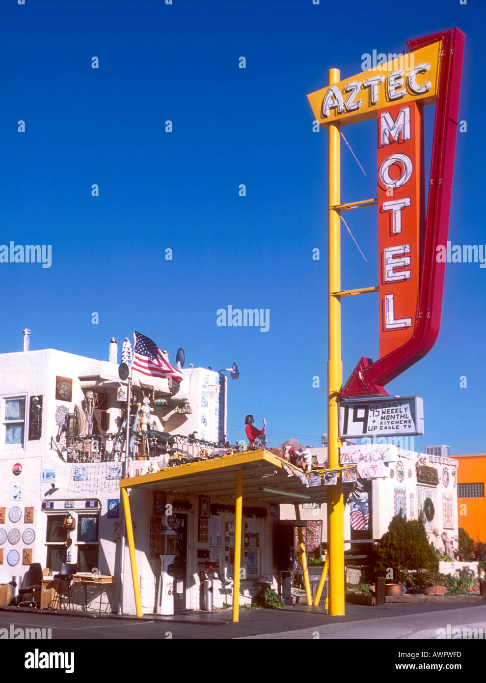 The Aztec Motel on old Route 66 in Albuquerque New Mexico Stock Photo ...