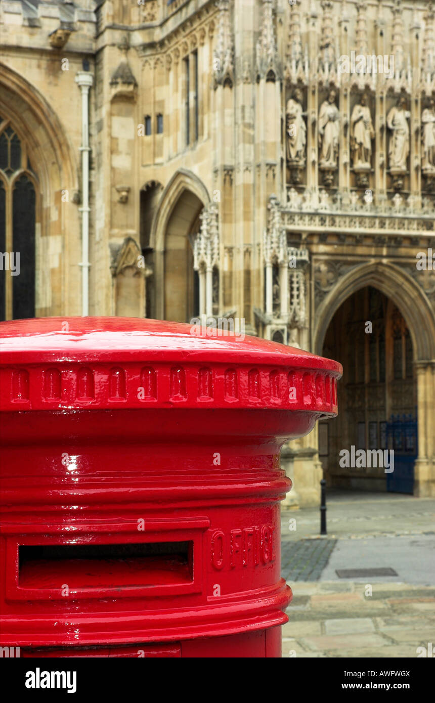 A red letter box outside Gloucester cathedral in England Stock Photo ...