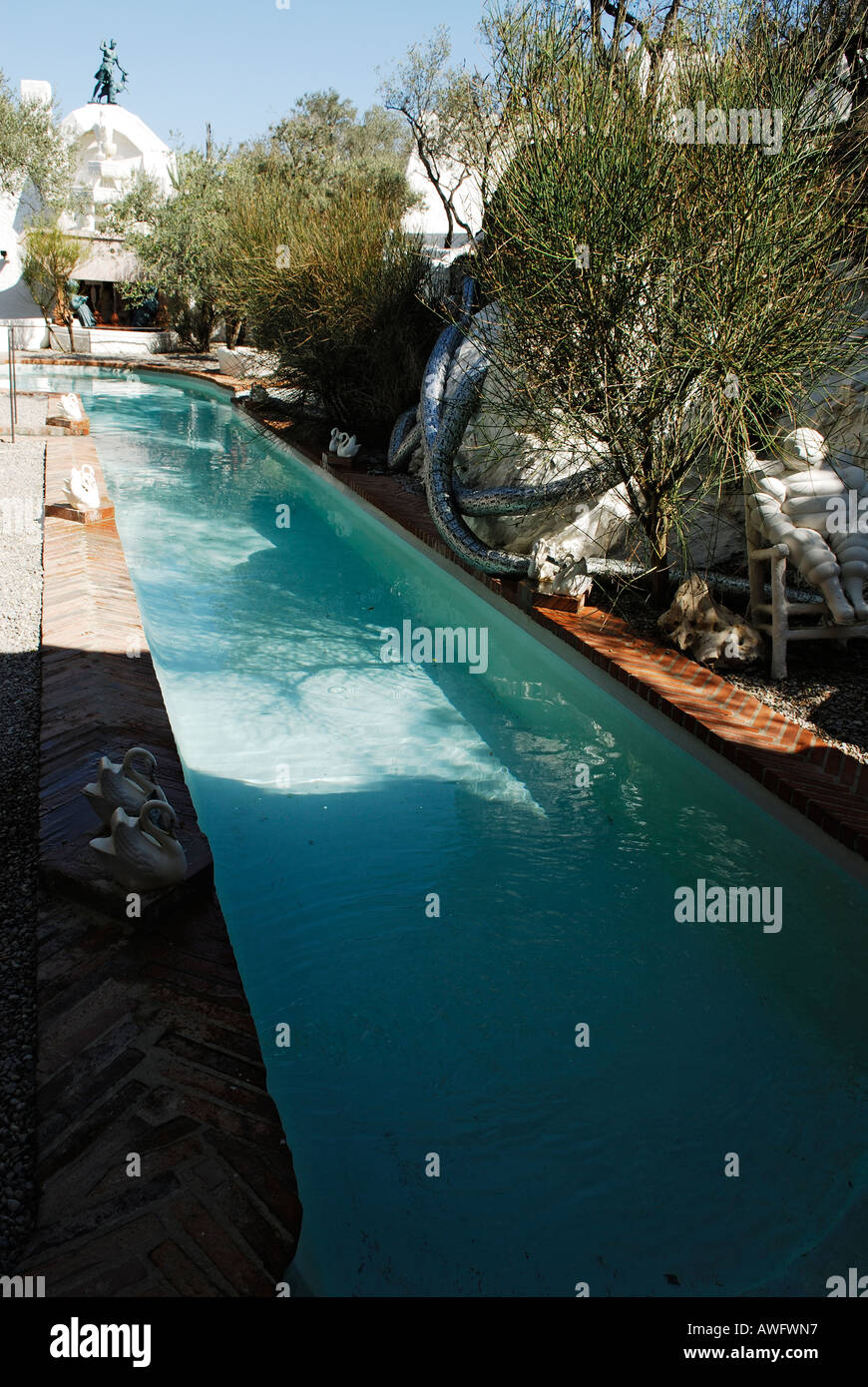 swimming pool in the garden of the house of surrealist painter Salvador ...