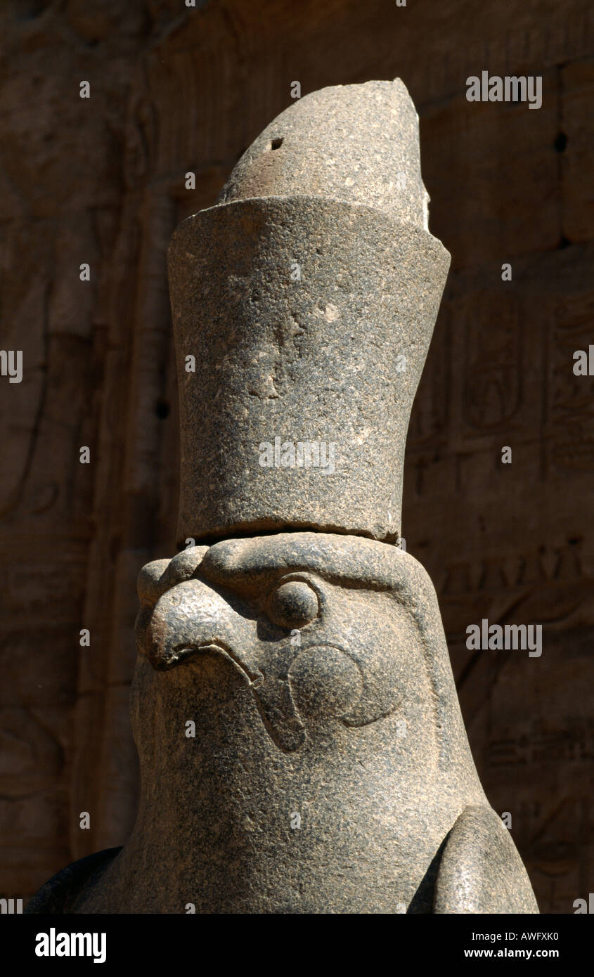 Statue of Horus in the Hypostyle Hall, Temple of Horus, Edfu, Egypt ...