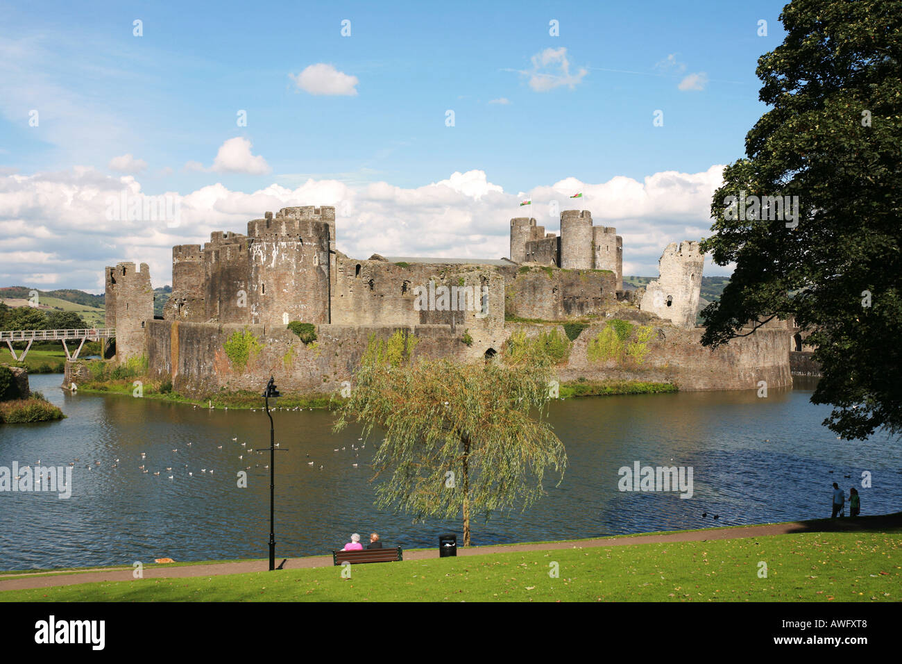 The famous Leaning Tower of medieval 13th century Caerphilly Castle ...