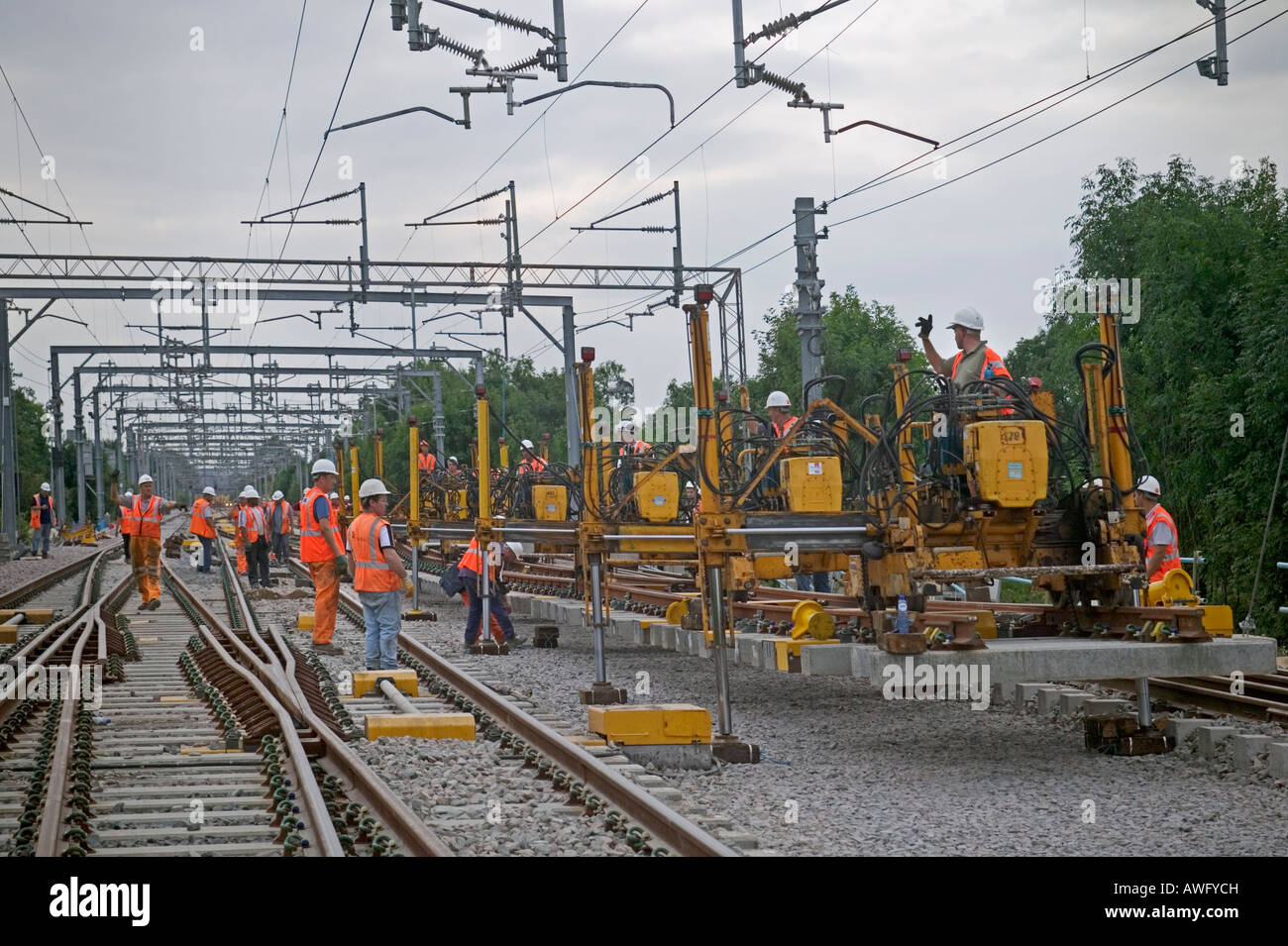 Rail contractors using modular replacement system to replace worn-out ...