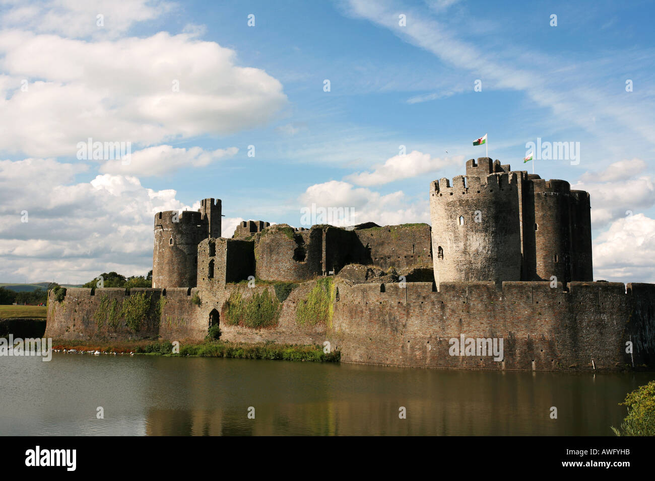 Famous Caerphilly Castle the second largest moated medieval building in ...