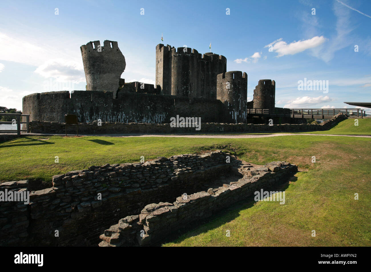 Caerphilly medieval moated Castle built in 13th century Mid Glamorgan ...