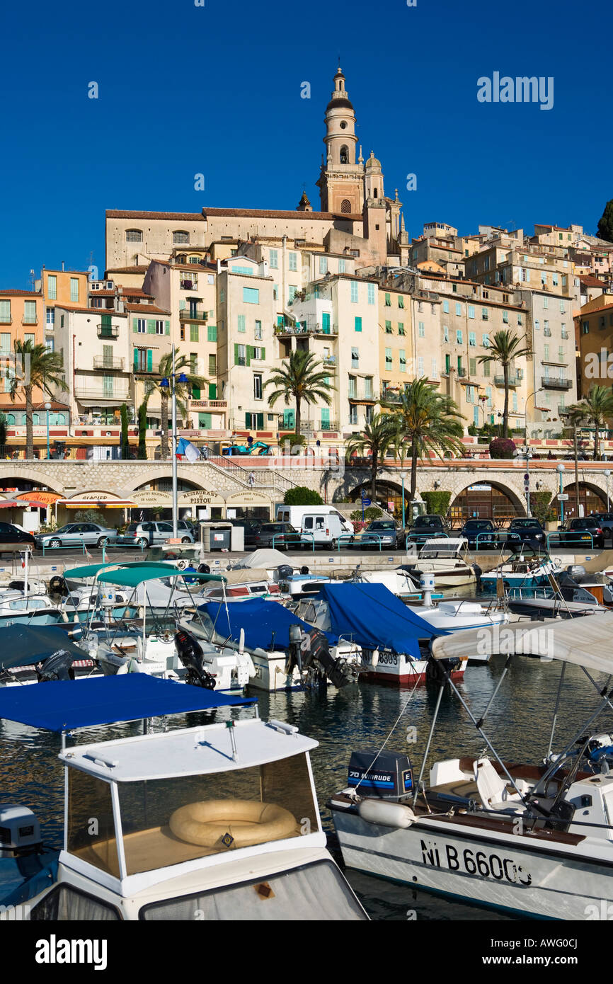 Menton, Cote D'Azur, France, the harbour packed with boats Stock Photo ...