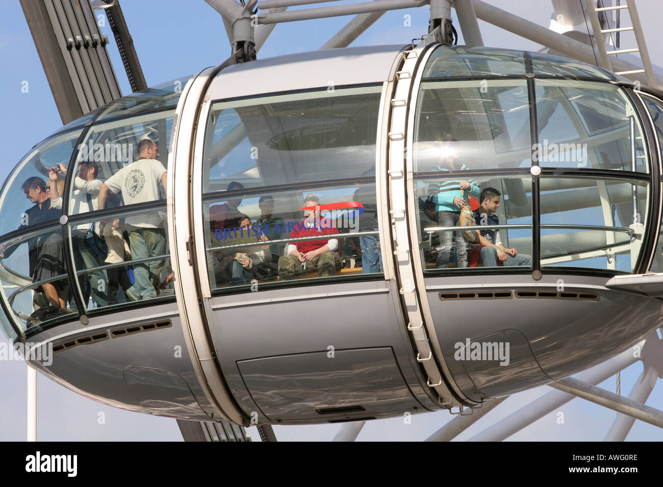 Closeup of a tourist filled capsule pod on the popular landmark tourism ...