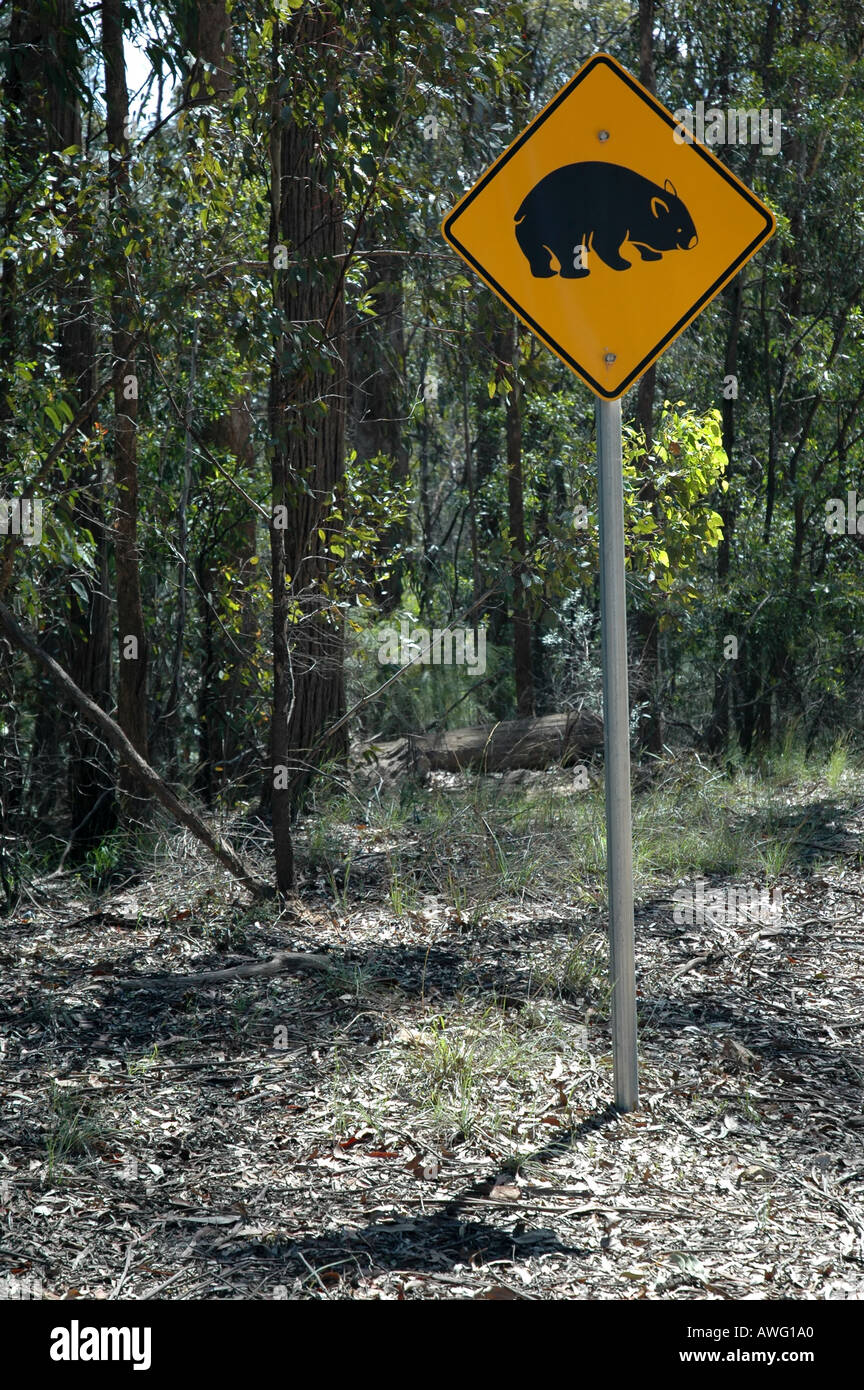 Wombat Warning Sign at entrance to Mimosa Rocks National Park Stock ...