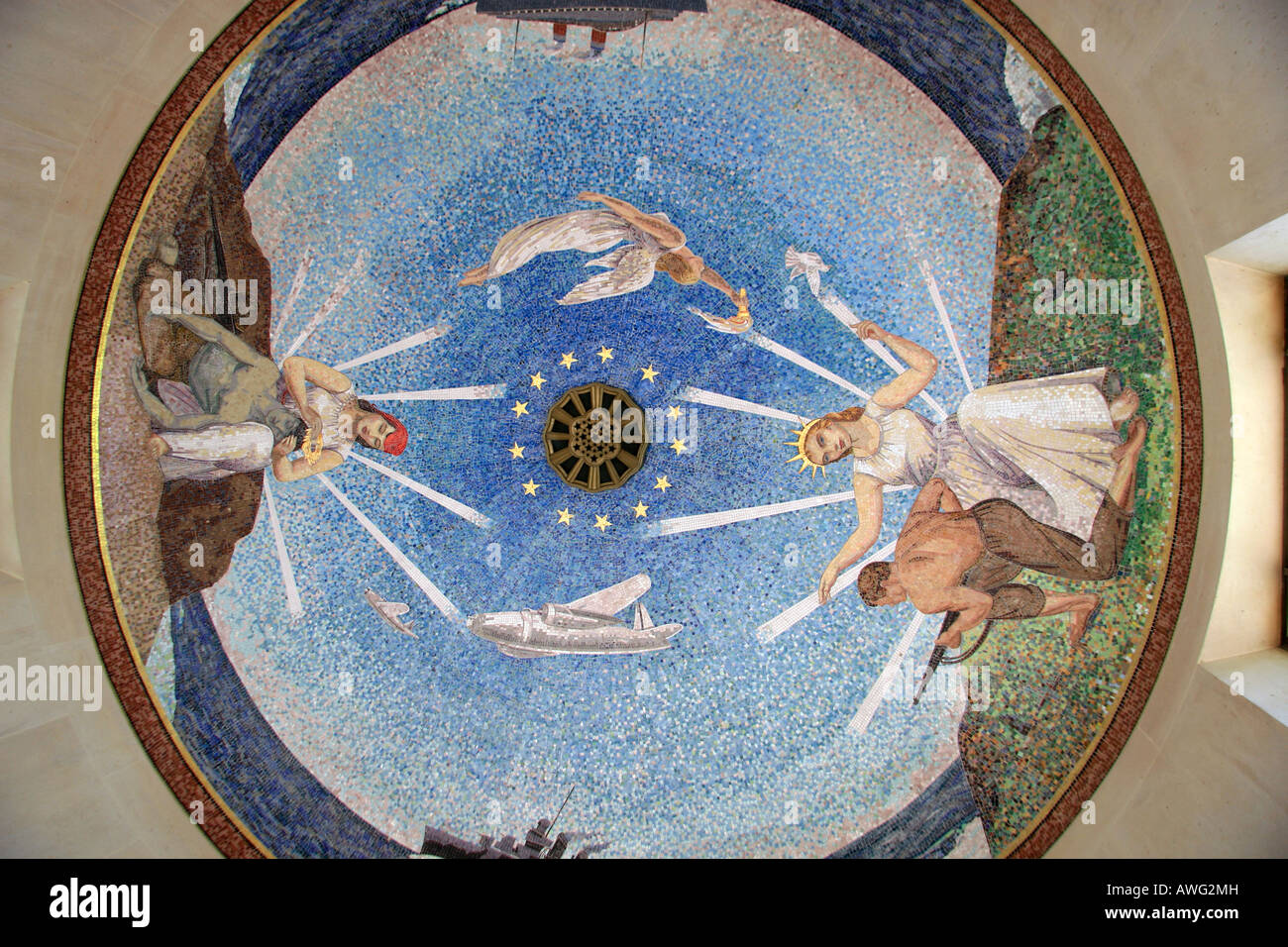 The mosaic ceiling in The Chapel, Normandy American Cemetery, France ...