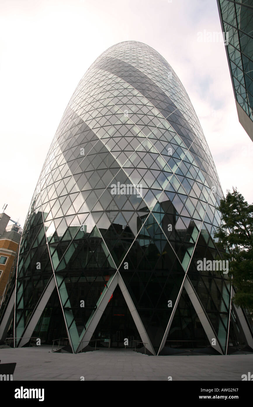 Famous tourist attraction landmark the Swiss Re building Gherkin Gerkin ...