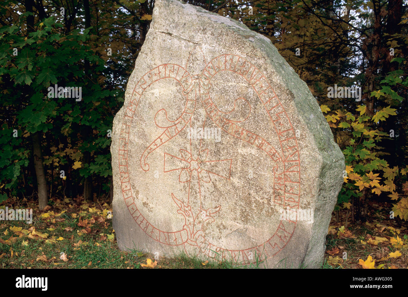 SWEDEN UPPLAND RUNE STONE Stock Photo - Alamy