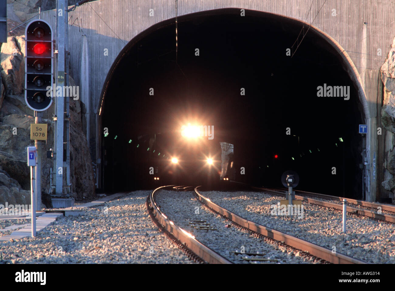 TRAIN IN A TUNNEL Stock Photo - Alamy
