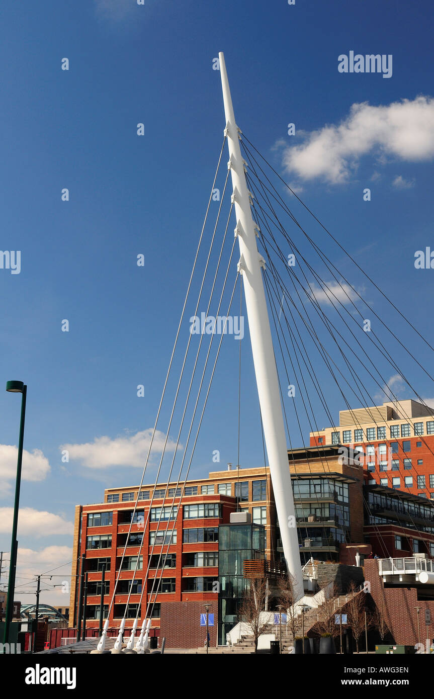 Millennium Pedestrian Bridge support mast in Riverfront Park, Denver ...