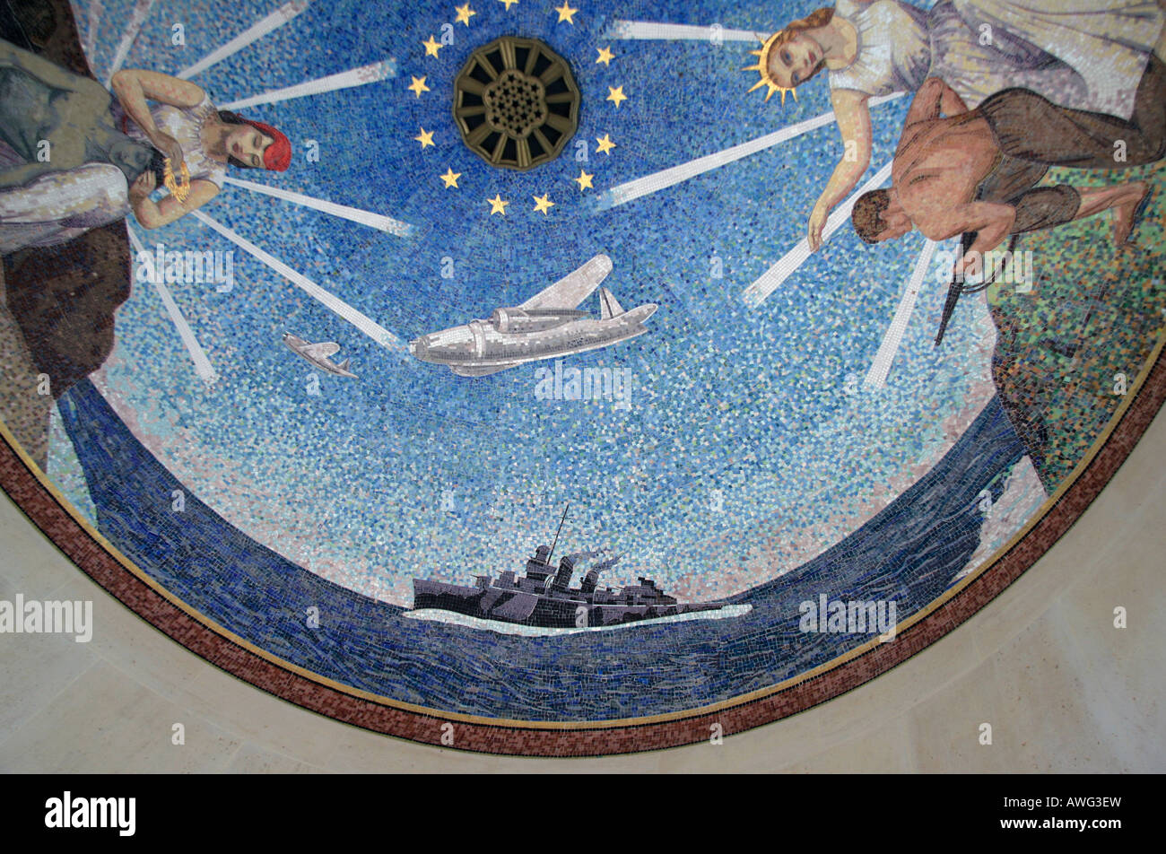 Part of the mosaic ceiling in The Chapel, Normandy American Cemetery ...