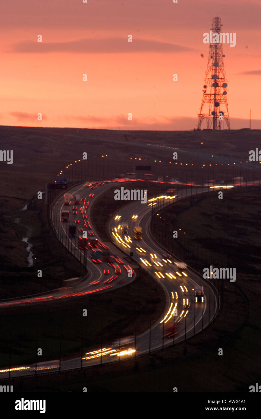 The M62 motorway at night Yorkshire UK Stock Photo - Alamy