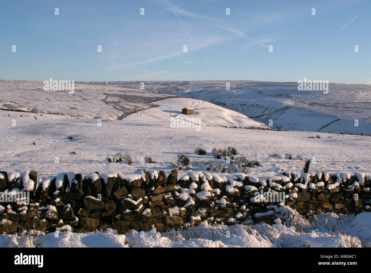 Snow scene in the Yorkshire Pennines near Hebden Bridge Stock Photo - Alamy