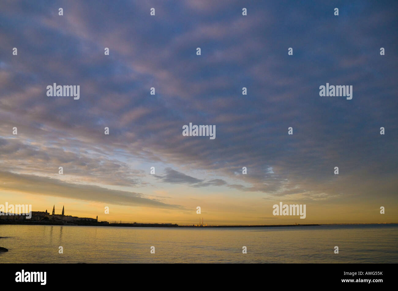 Winter sunset over Dun Laoghaire and Dublin Bay County Dublin Ireland ...