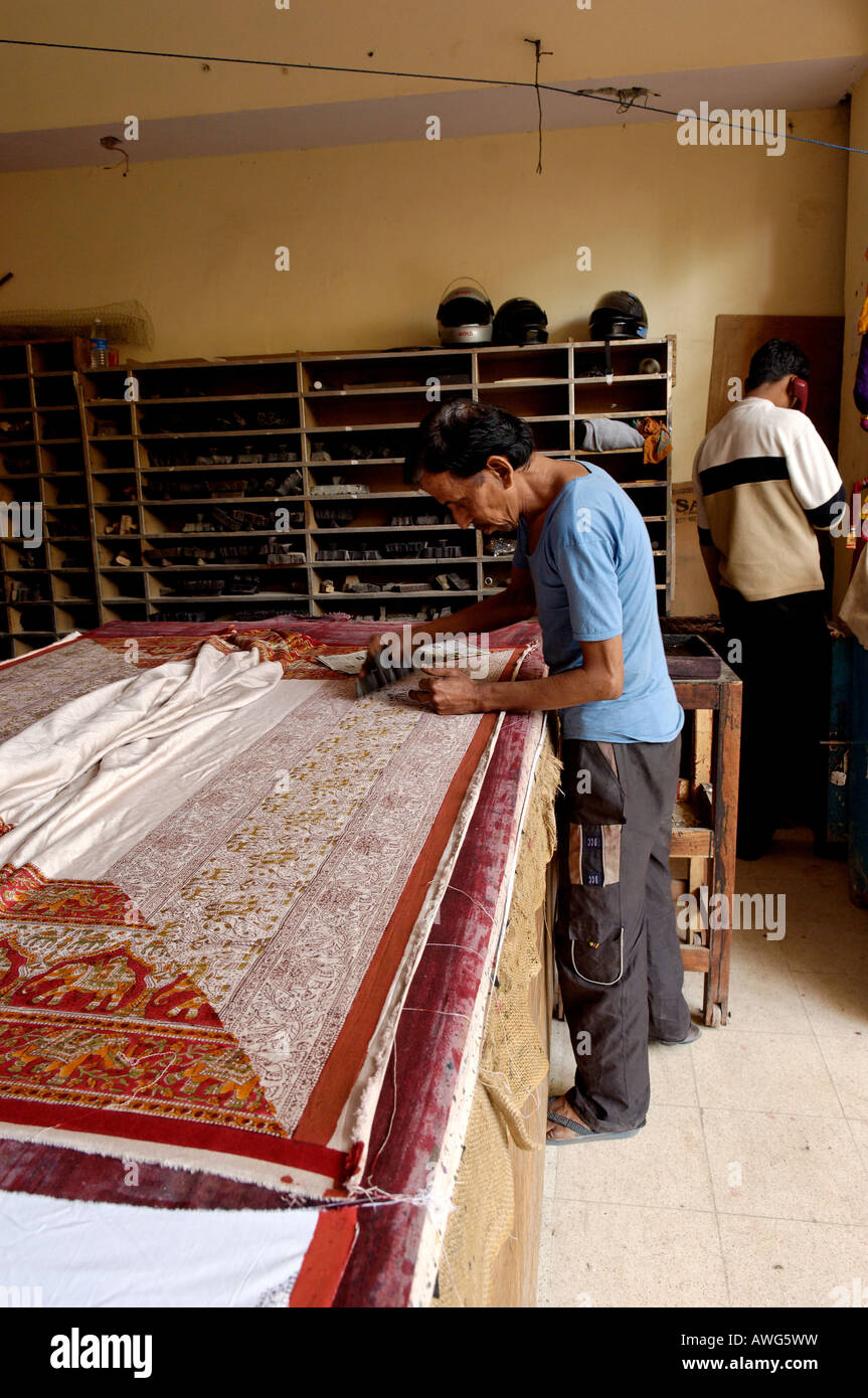 Jaipur Rajasthan India. A man making silk screen printed textiles Stock ...