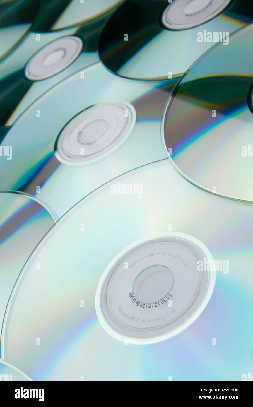 Grouping of silver compact disks Stock Photo - Alamy