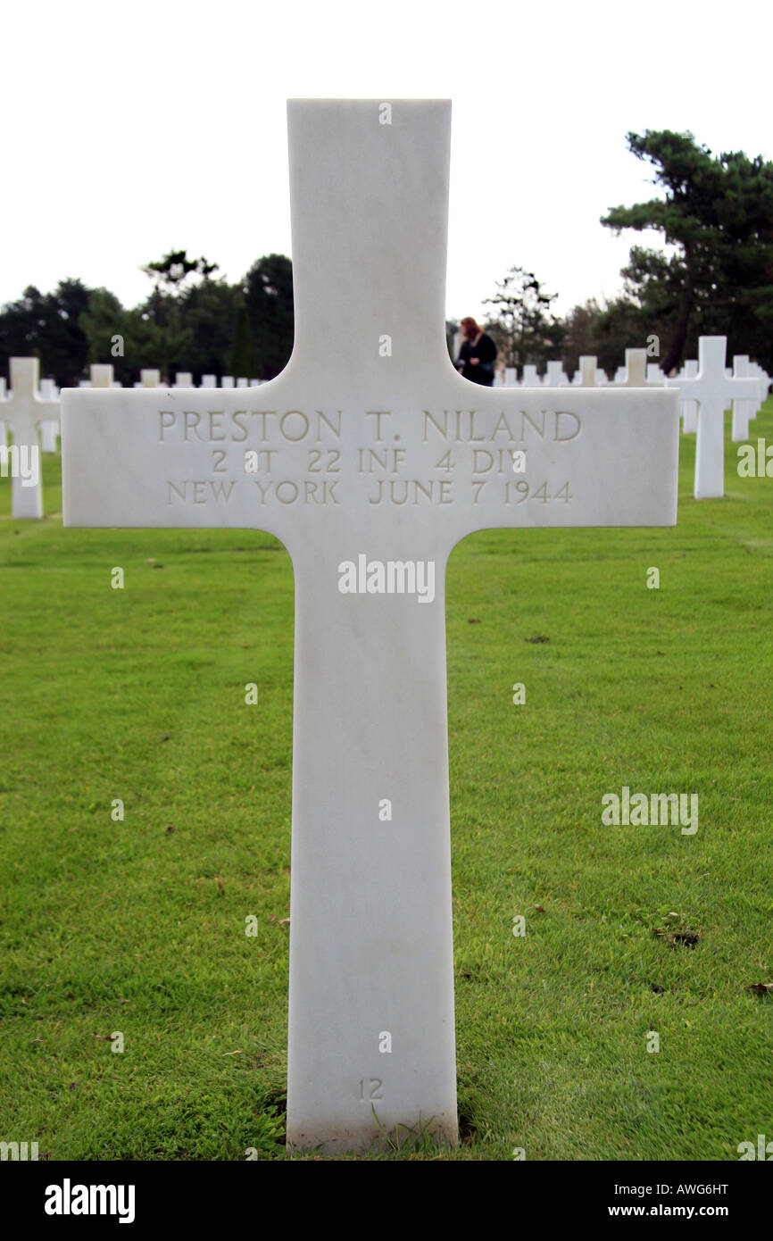 The grave of Preston T. Niland, Normandy American Cemetery, France ...