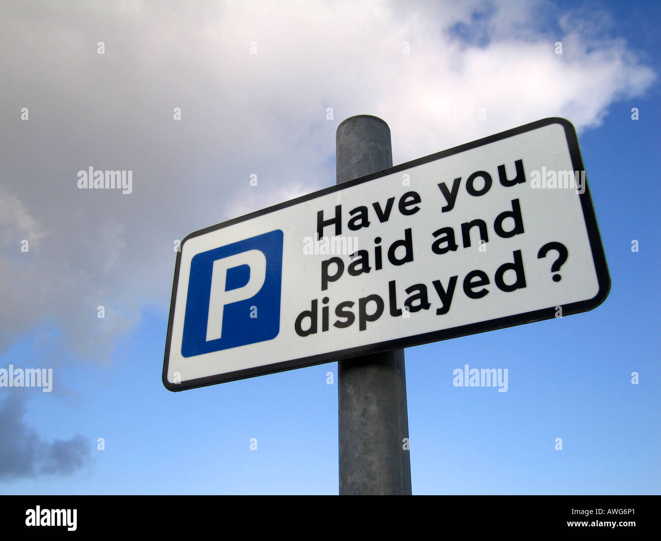 Pay and display sign in car park Stock Photo - Alamy