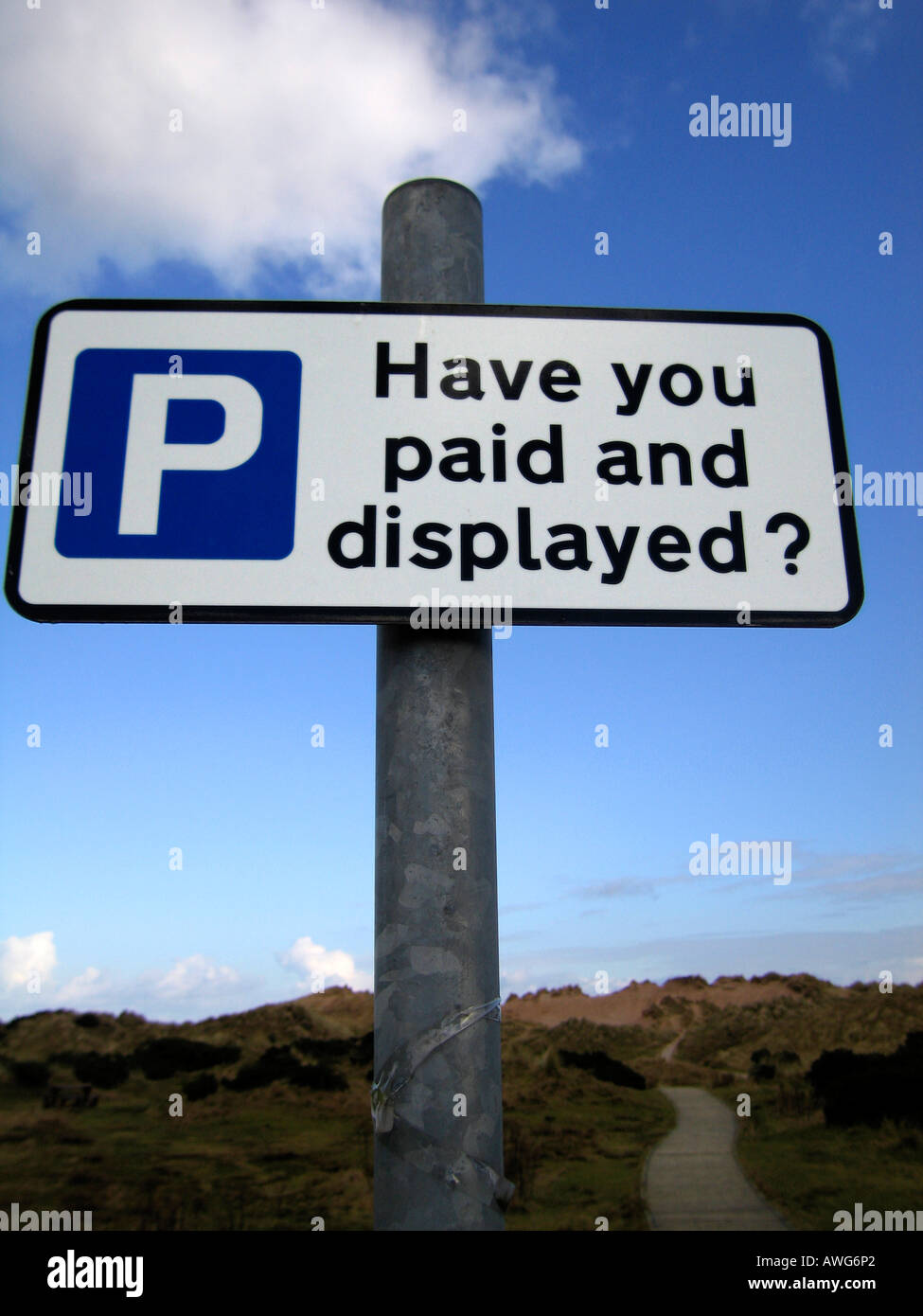 Pay and display sign in car park Stock Photo - Alamy