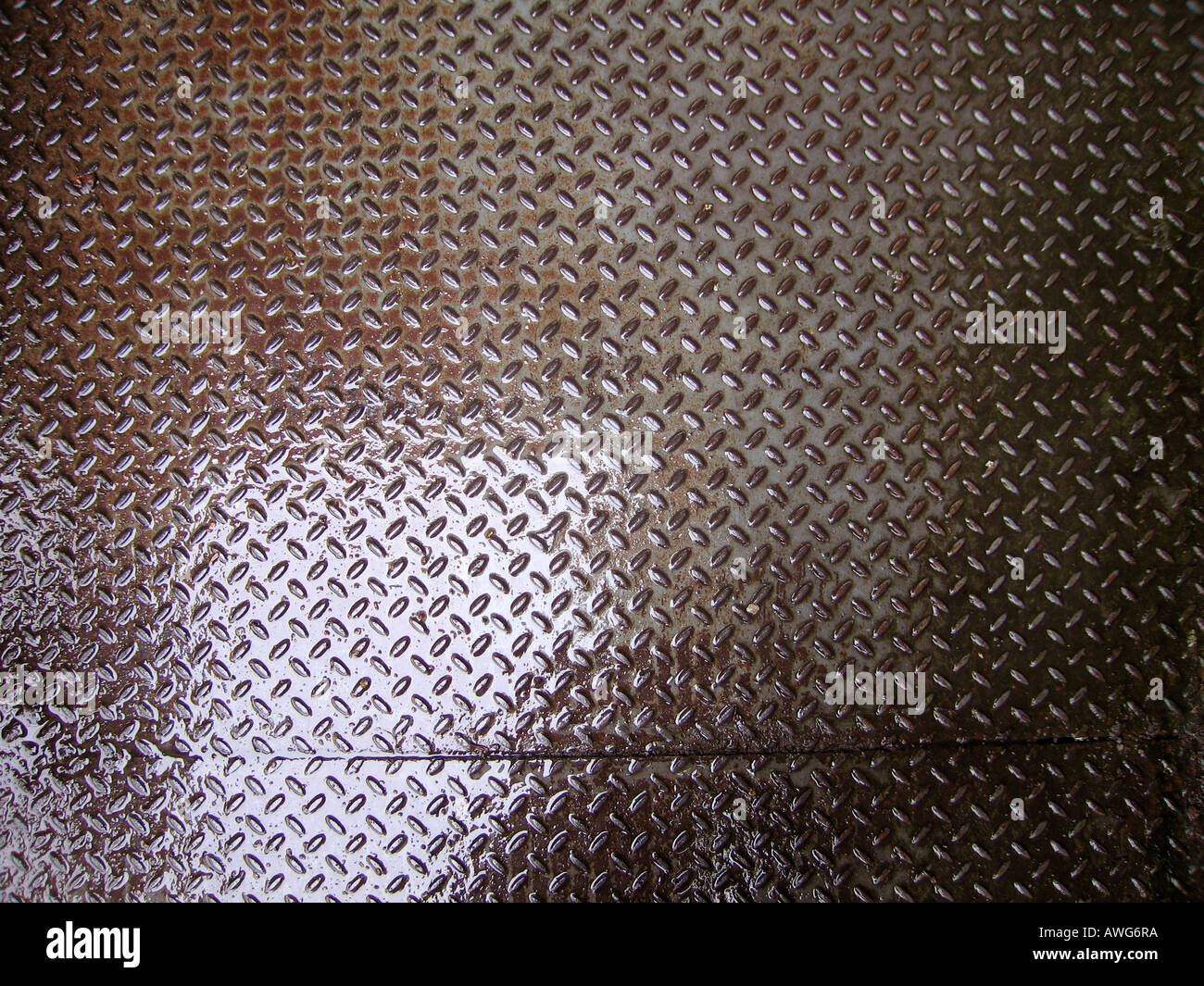 Steel chequerplate panel on footbridge Stock Photo - Alamy