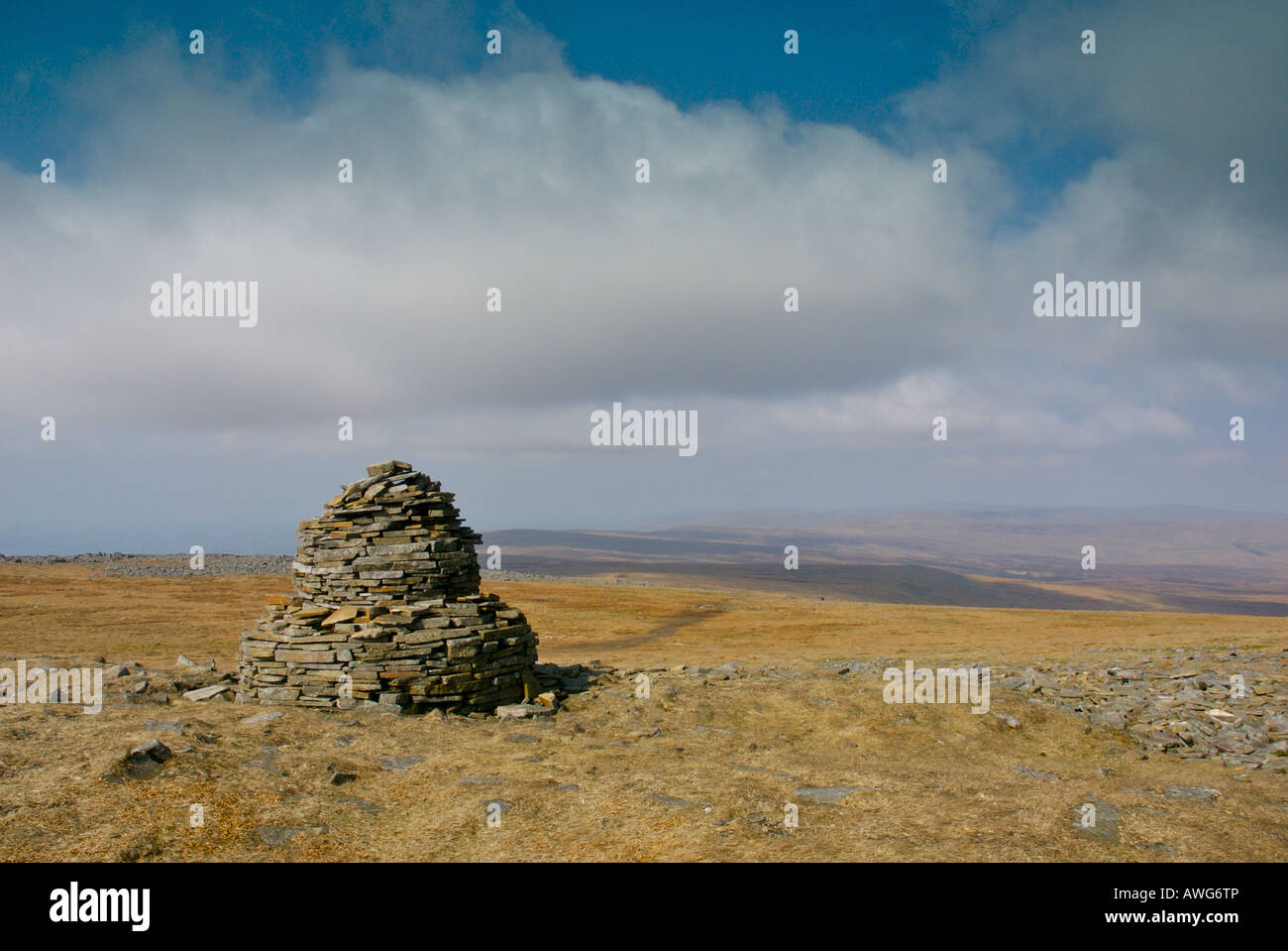 Currick (cairn) on Cross Fell, highest hill in the Pennines, North ...