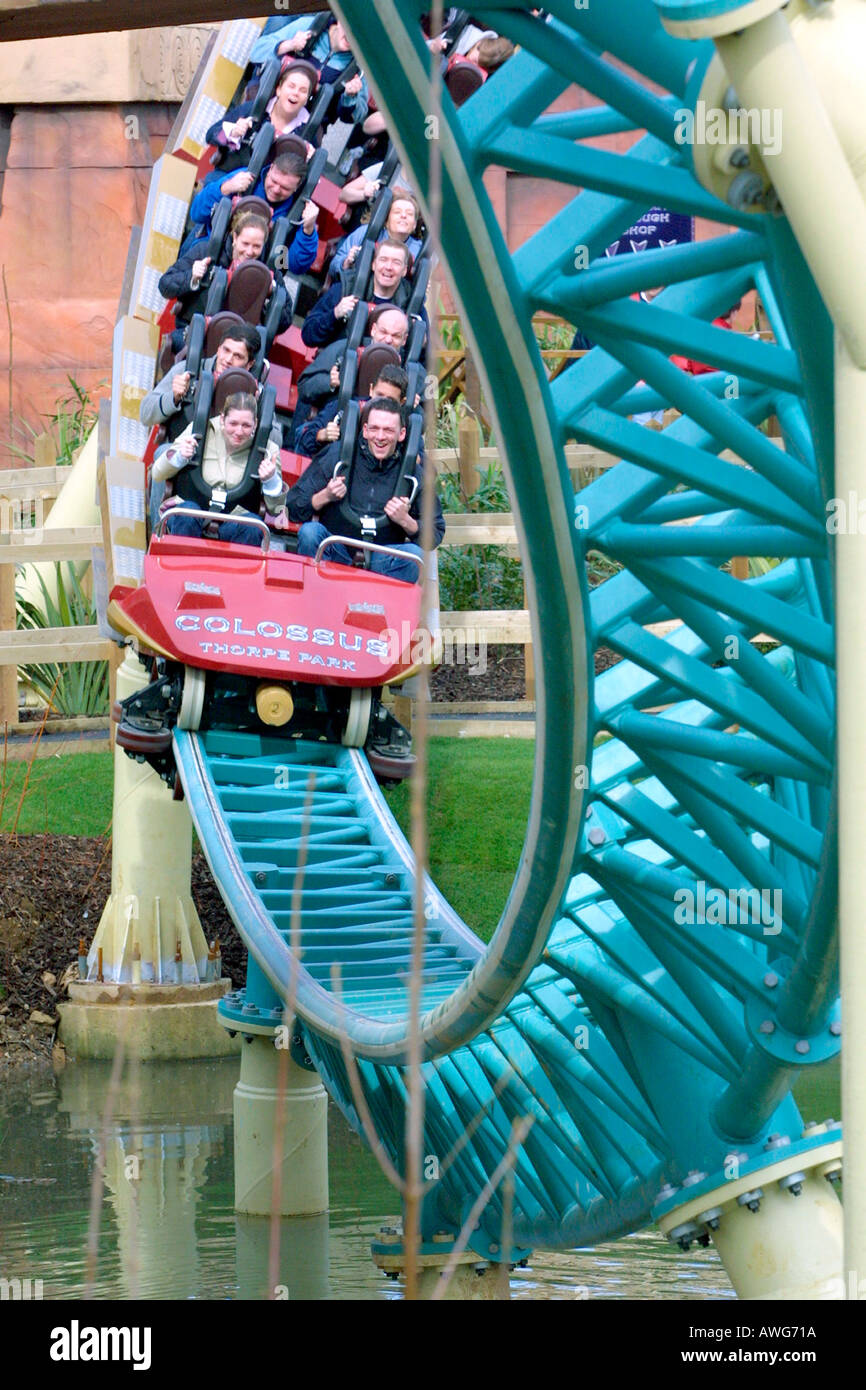 Colossus roller coaster at Thorpe Park, Surrey, United Kingdom Stock ...