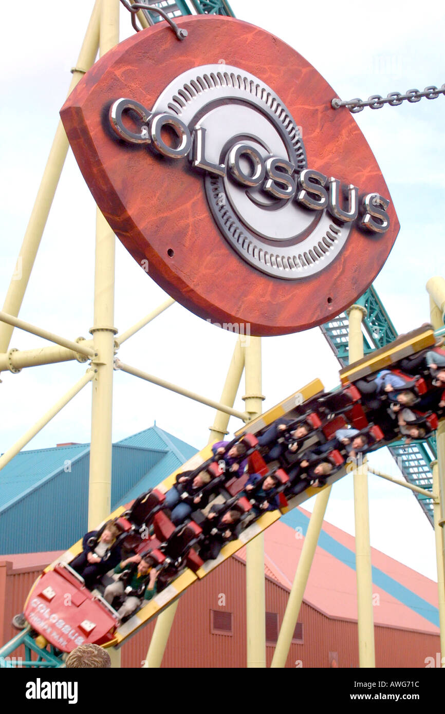 Colossus roller coaster at Thorpe Park, Surrey, United Kingdom Stock ...