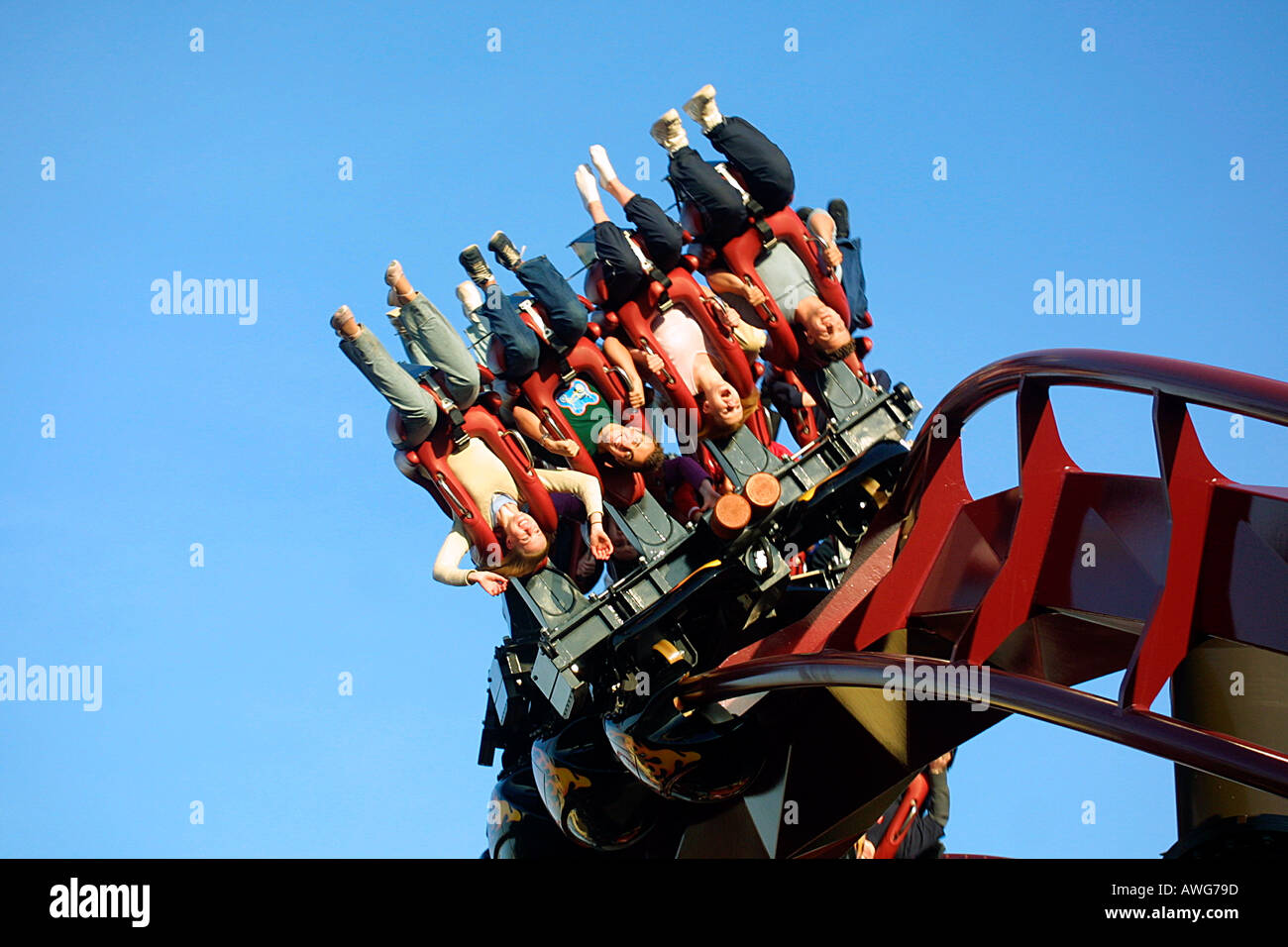 Nemesis Inferno roller coaster at Thorpe Park, Surrey, UK Stock Photo ...