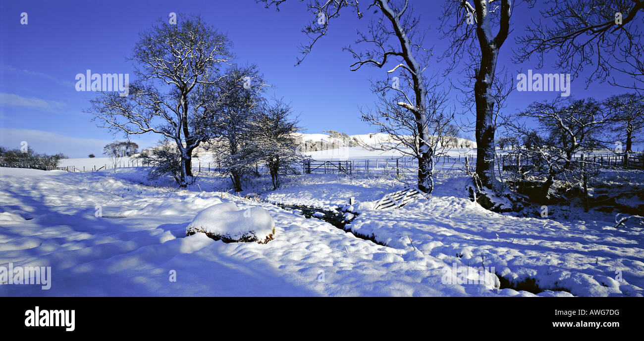 Panoramic view of winter snow on Saline Hill in Fife Scotland Stock ...