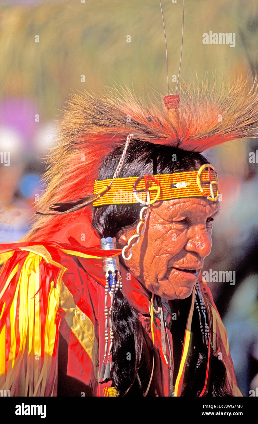 Native north American Indian competition dancer at the Indio Pow Wow ...