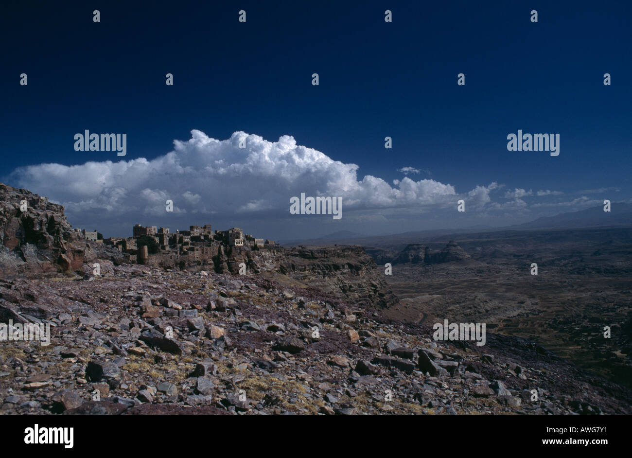 The village of Kawkaban, Yemen. It was built to defend the town of ...