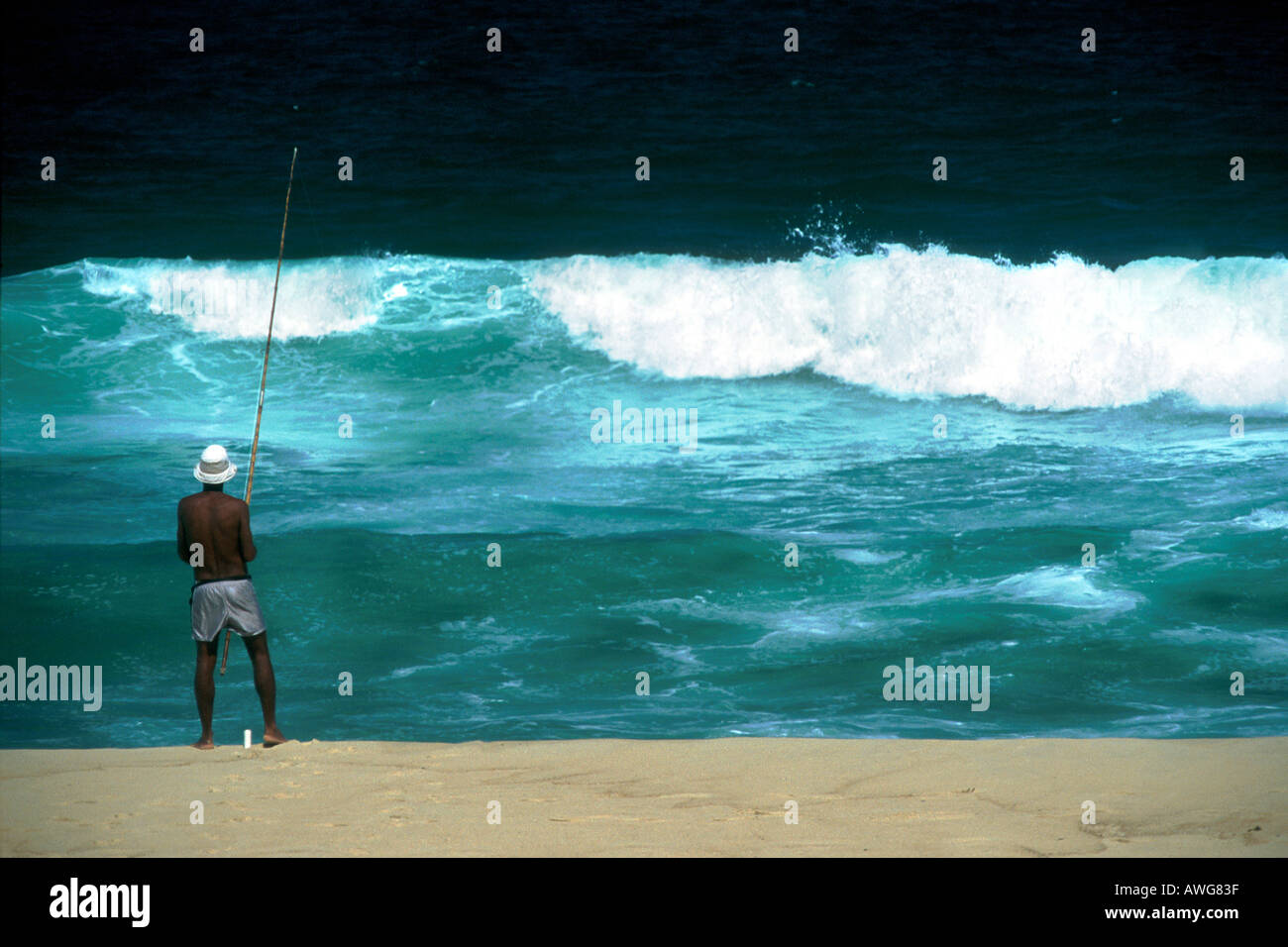 Fishing on Copacabana beach Rio De Janeiro Stock Photo - Alamy