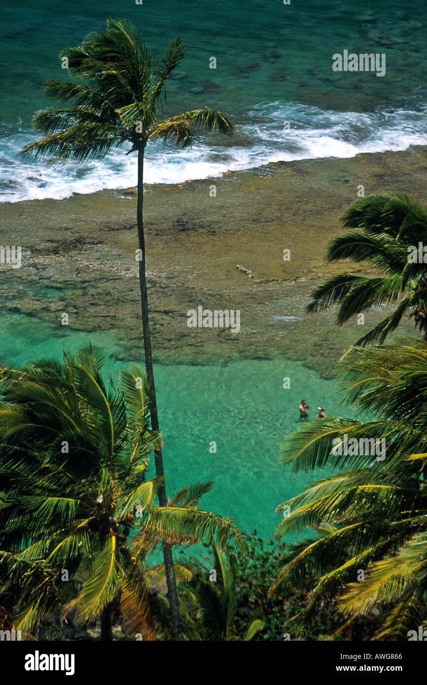 two people swimming in an open ocean tidal pool Kauai Stock Photo - Alamy
